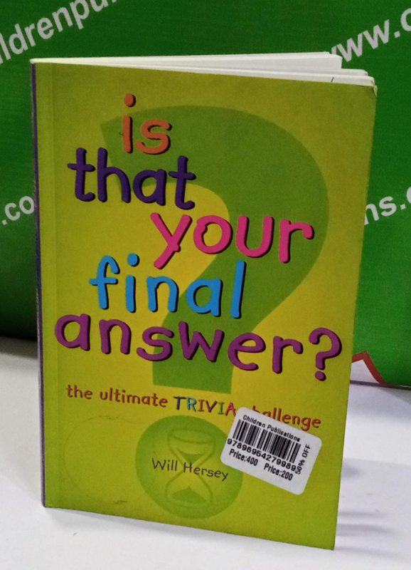 Is That Your Final Answer? Will Hersey – Children Publications
