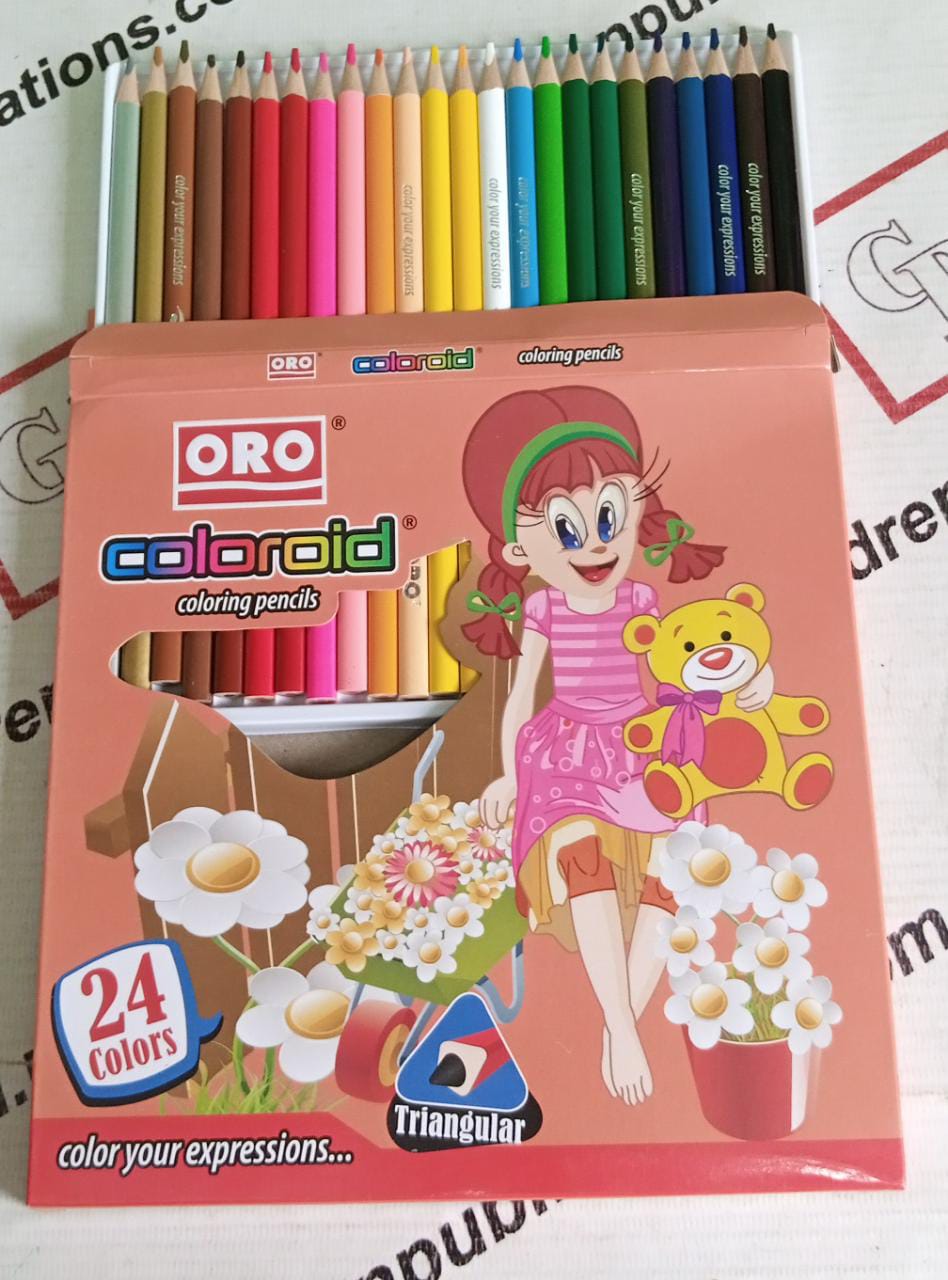 ORO Coloroid 24 Colors Pencils ( Kelly Orange Box ) – Children Publications