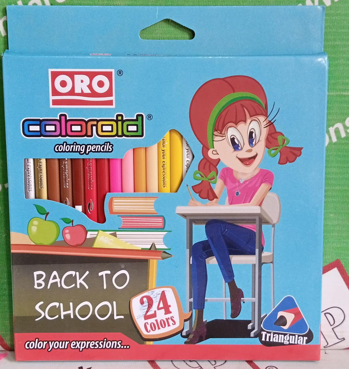 ORO Coloroid 24 Colors Pencils ( Kelly Sky Blue Box ) – Children ...