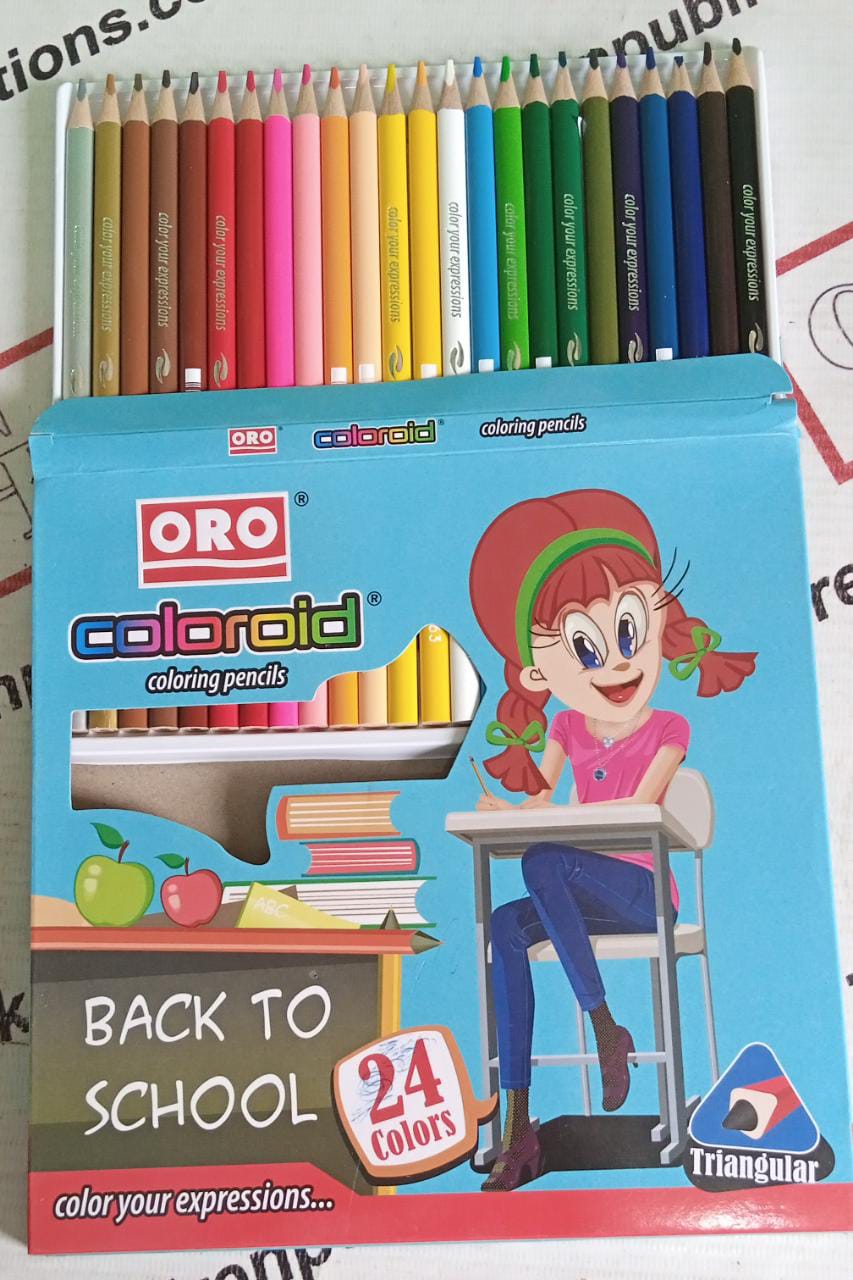 ORO Coloroid 24 Colors Pencils ( Kelly Sky Blue Box ) – Children ...