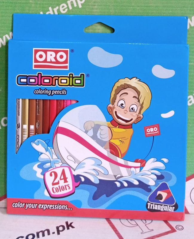 ORO Coloroid 24 Colors Pencils ( Carlos Blue Box ) – Children Publications